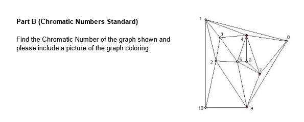 Solved Part B (Chromatic Numbers Standard) Find the | Chegg.com