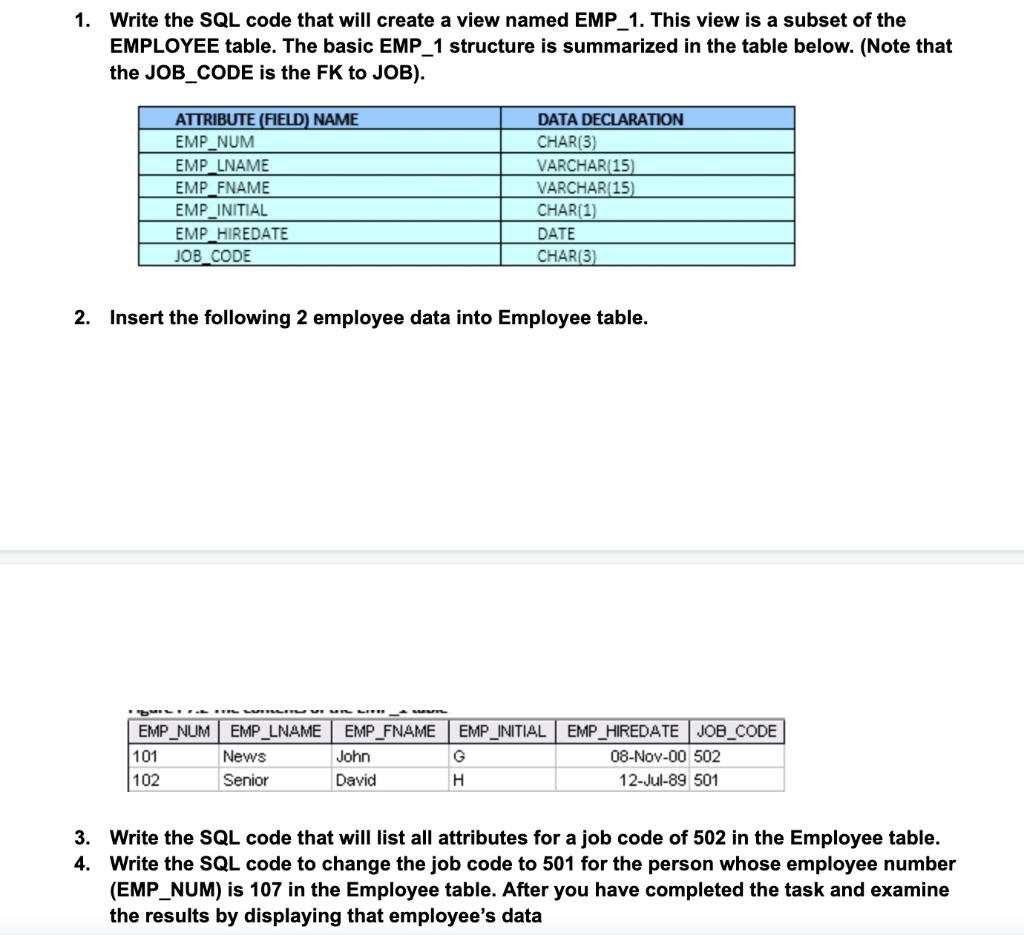 Solved CREATE TABLE ASSIGNMENT ( ASSIGN_NUM | Chegg.com