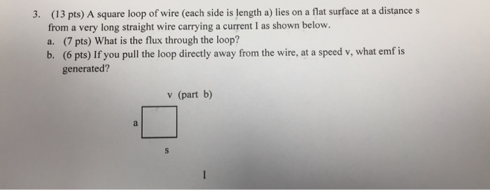 Solved 3. (13 pts) A square loop of wire (each side is | Chegg.com