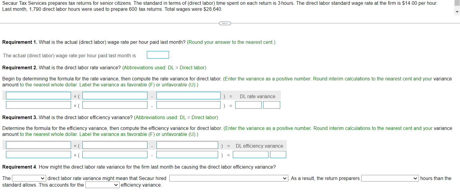Solved Requirement 1. What is the actual (direct labor) wage | Chegg.com
