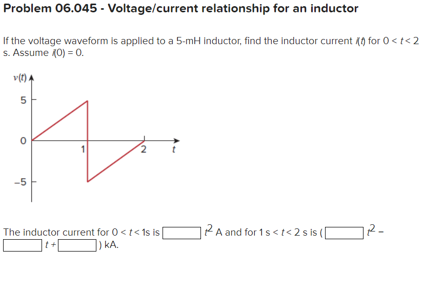 Solved If The Voltage Waveform Is Applied To A 5−mh