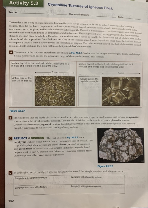 Solved Part 1 of 4 - Activity 5.2 Investigating Mineral | Chegg.com