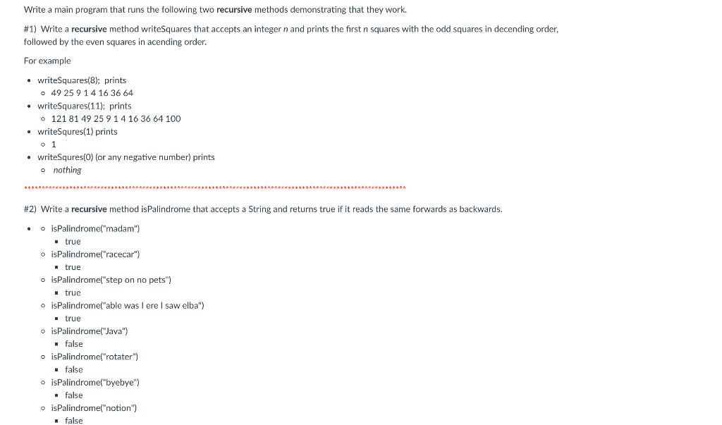 Solved Write a main program that runs the following two | Chegg.com