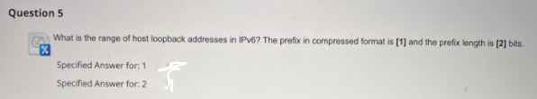 Solved Question 5 What is the range of host loopback | Chegg.com