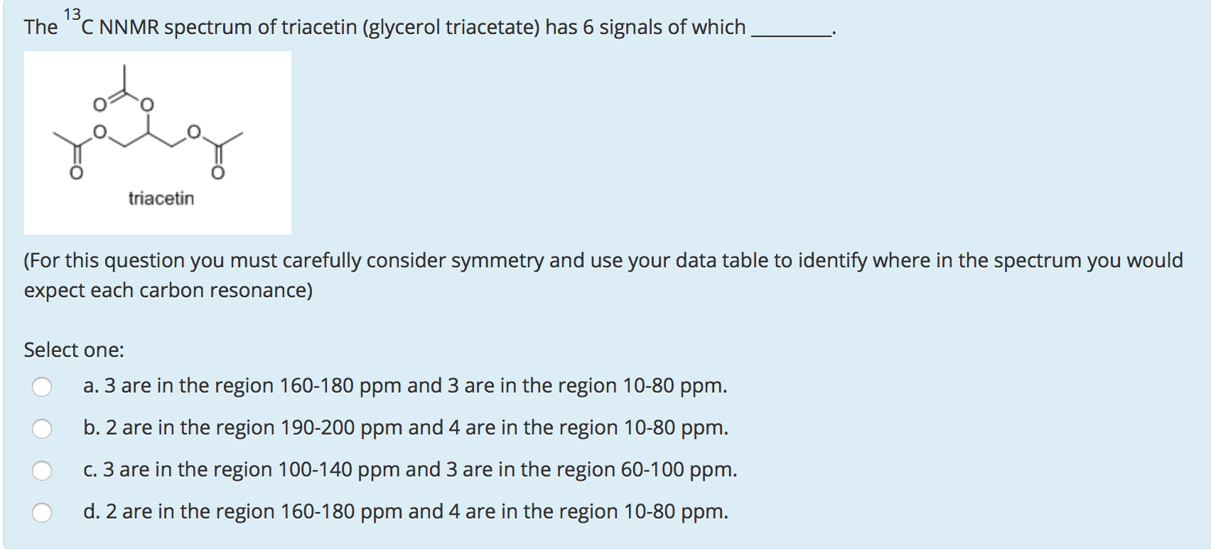 Solved The 'C NNMR spectrum of triacetin (glycerol | Chegg.com