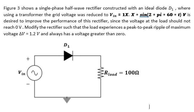 Solved Figure 3 shows a single-phase half-wave rectifier | Chegg.com