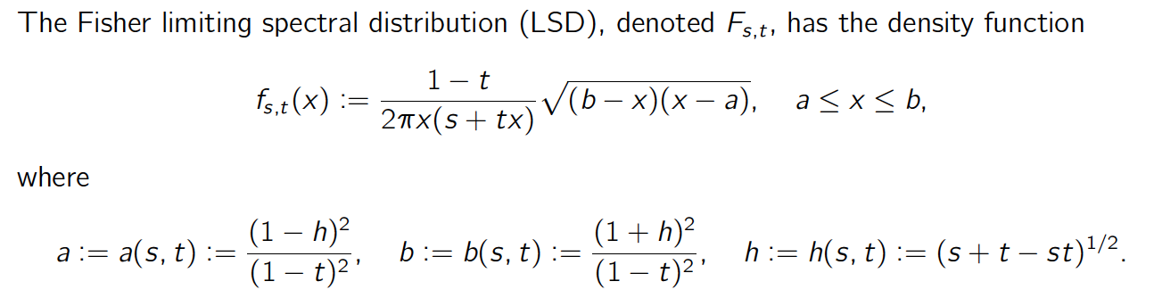 Solved The Fisher limiting spectral distribution (LSD), | Chegg.com