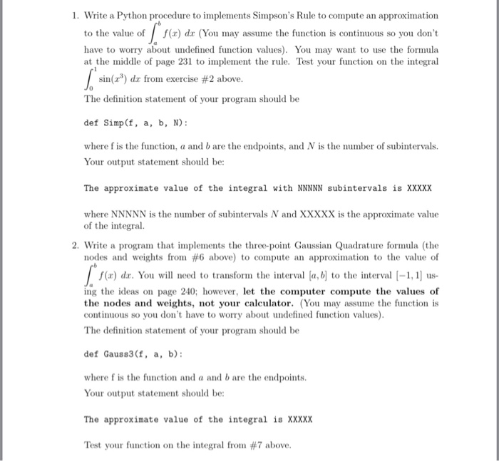 Solved 1. Write a Python procedure to implements Simpson's | Chegg.com