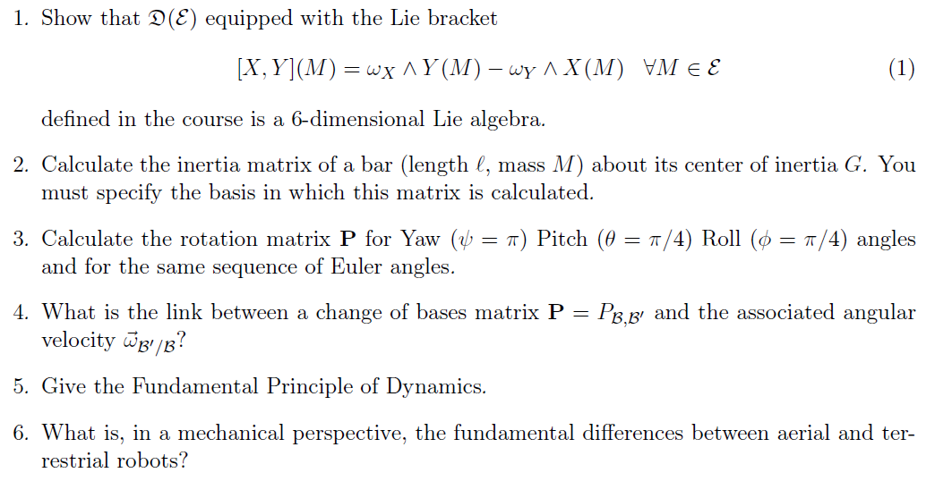 Solved 1. Show that D(E) equipped with the Lie bracket | Chegg.com