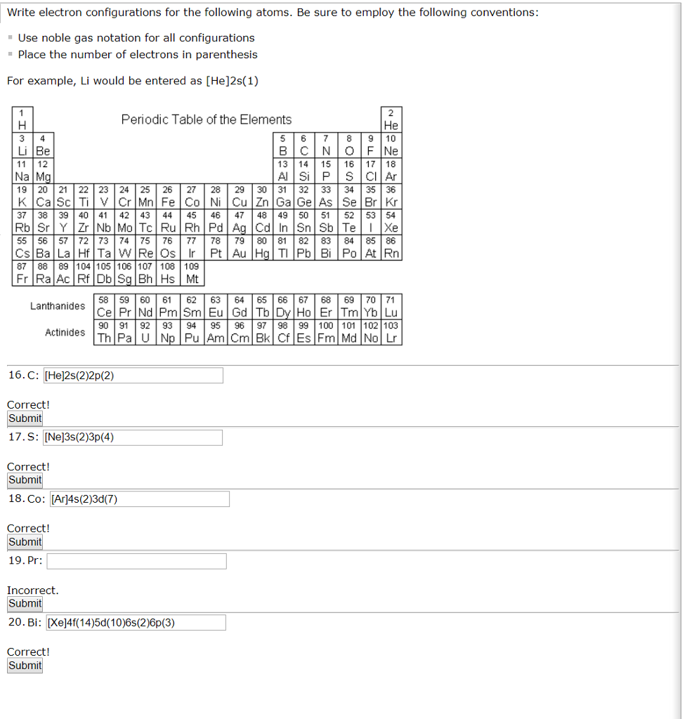 Solved Write Electron Configurations For The Following
