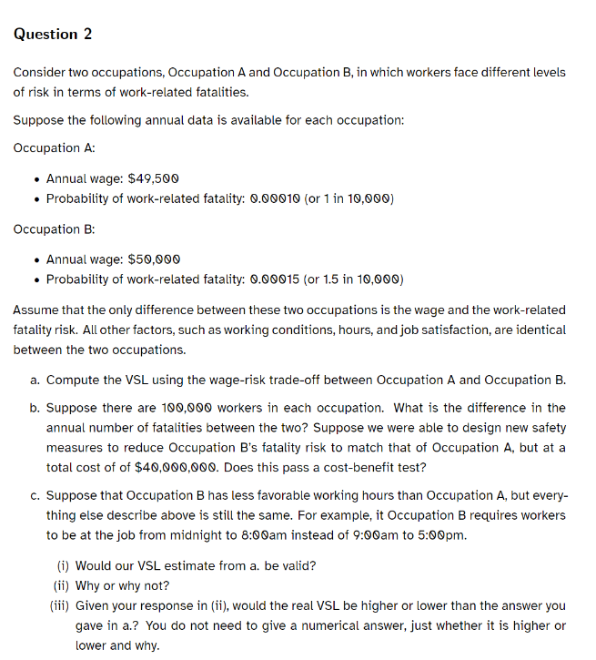 Solved Question 2 Consider two occupations, Occupation A and | Chegg.com
