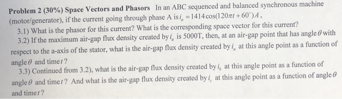 Solved Problem 2 (30%) Space Vectors and Phasors in an ABC | Chegg.com