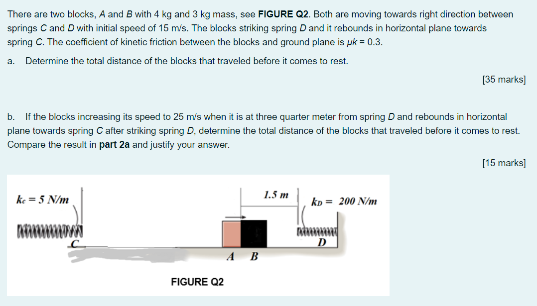 Solved There are two blocks, A and B with 4 kg and 3 kg | Chegg.com