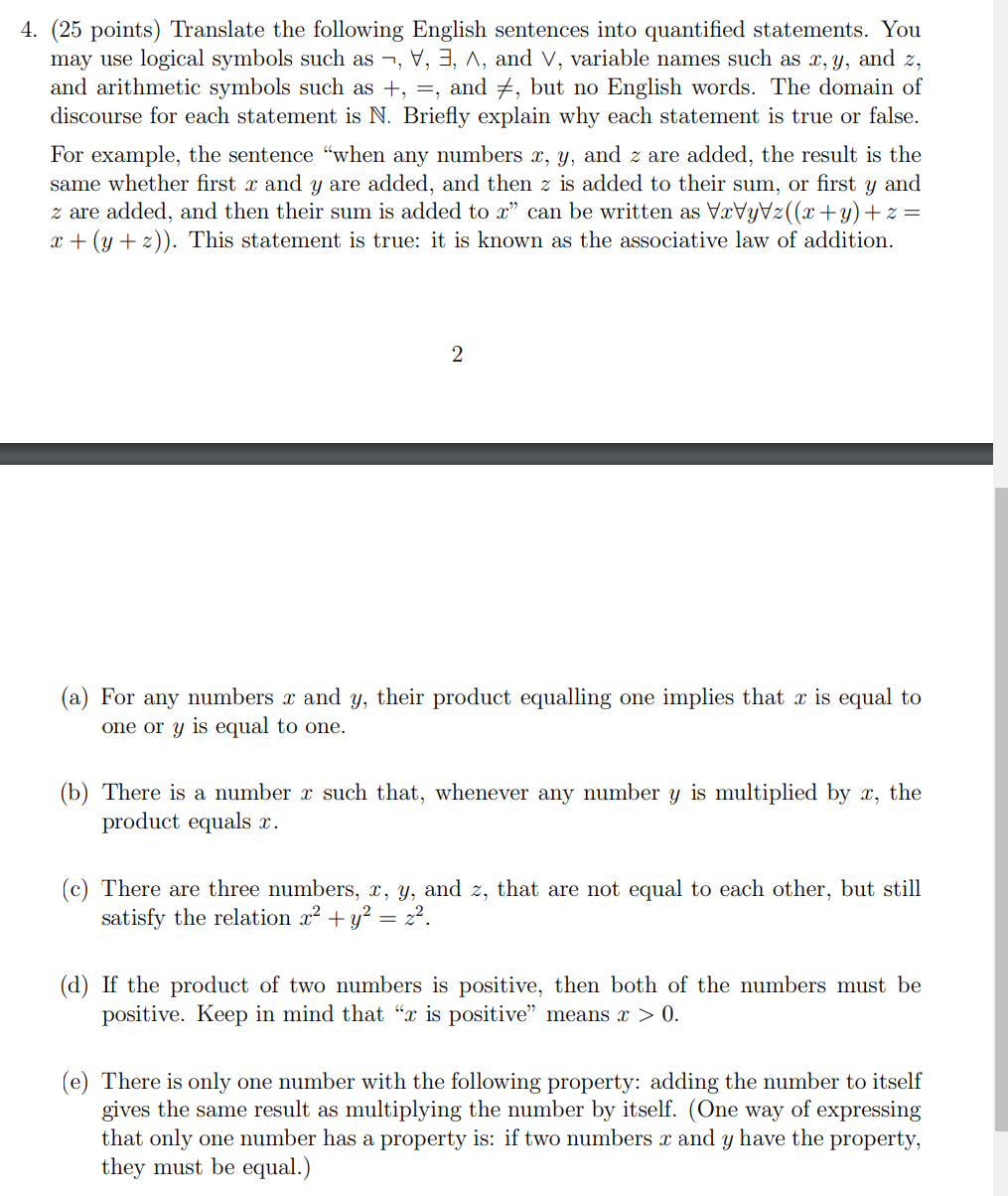 Solved 4. (25 points) Translate the following English | Chegg.com