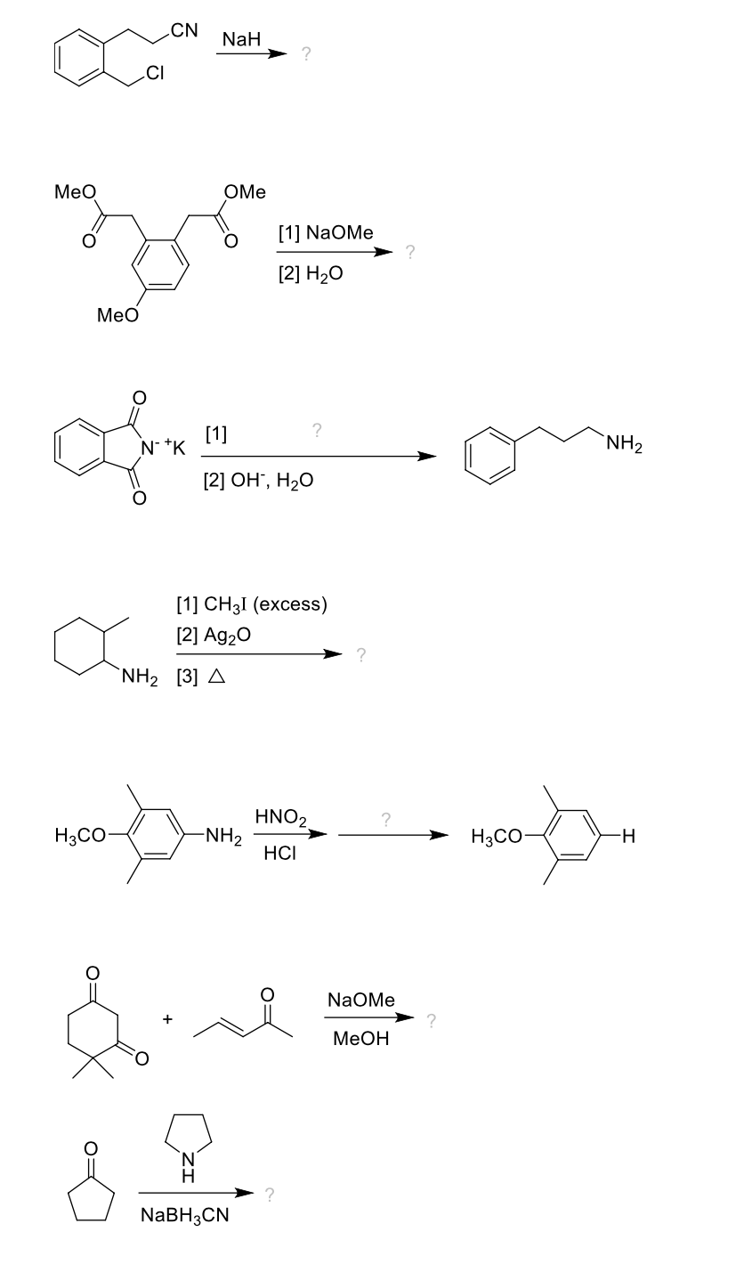 Solved CN NaH Meo OMe [1] NaOME O ? [2] H20 Meo [1] ? NK NH2 | Chegg.com