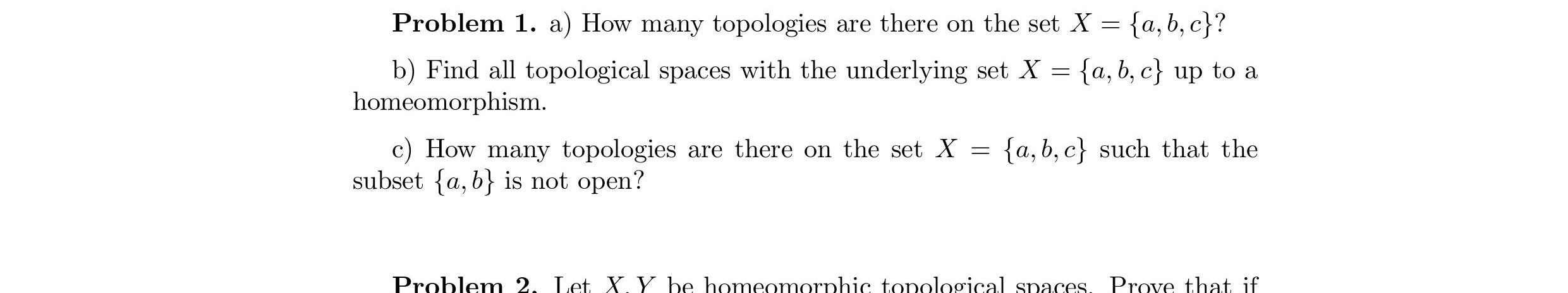 Solved Problem 1. a) How many topologies are there on the | Chegg.com