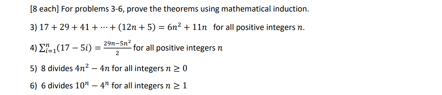 Solved [8 each] For problems 3-6, prove the theorems using | Chegg.com