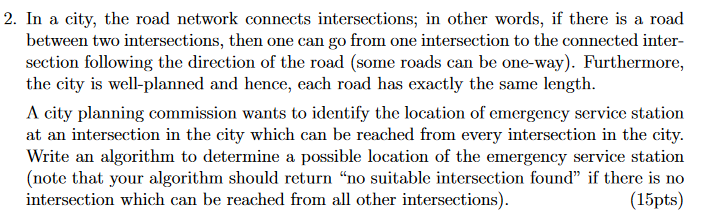 2. In a city, the road network connects | Chegg.com