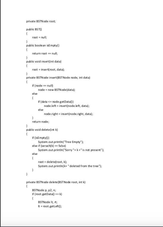 Solved import java.util.Scanner; class BSTNode BST Node | Chegg.com