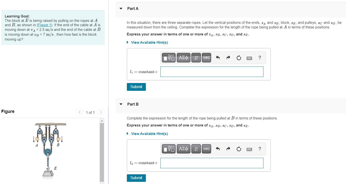Solved Learning Goal: moving down at vA=2.5 m/s and the end | Chegg.com