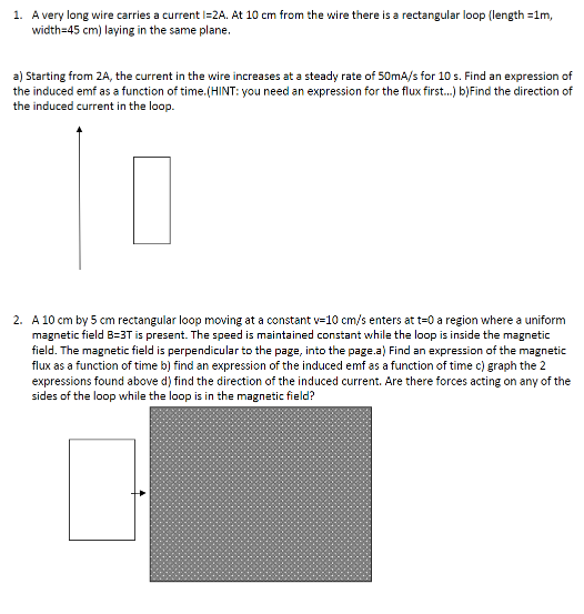 Solved 1. A very long wire carries a current |=2A. At 10 cm | Chegg.com