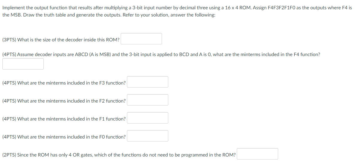 Solved Implement the output function that results after | Chegg.com