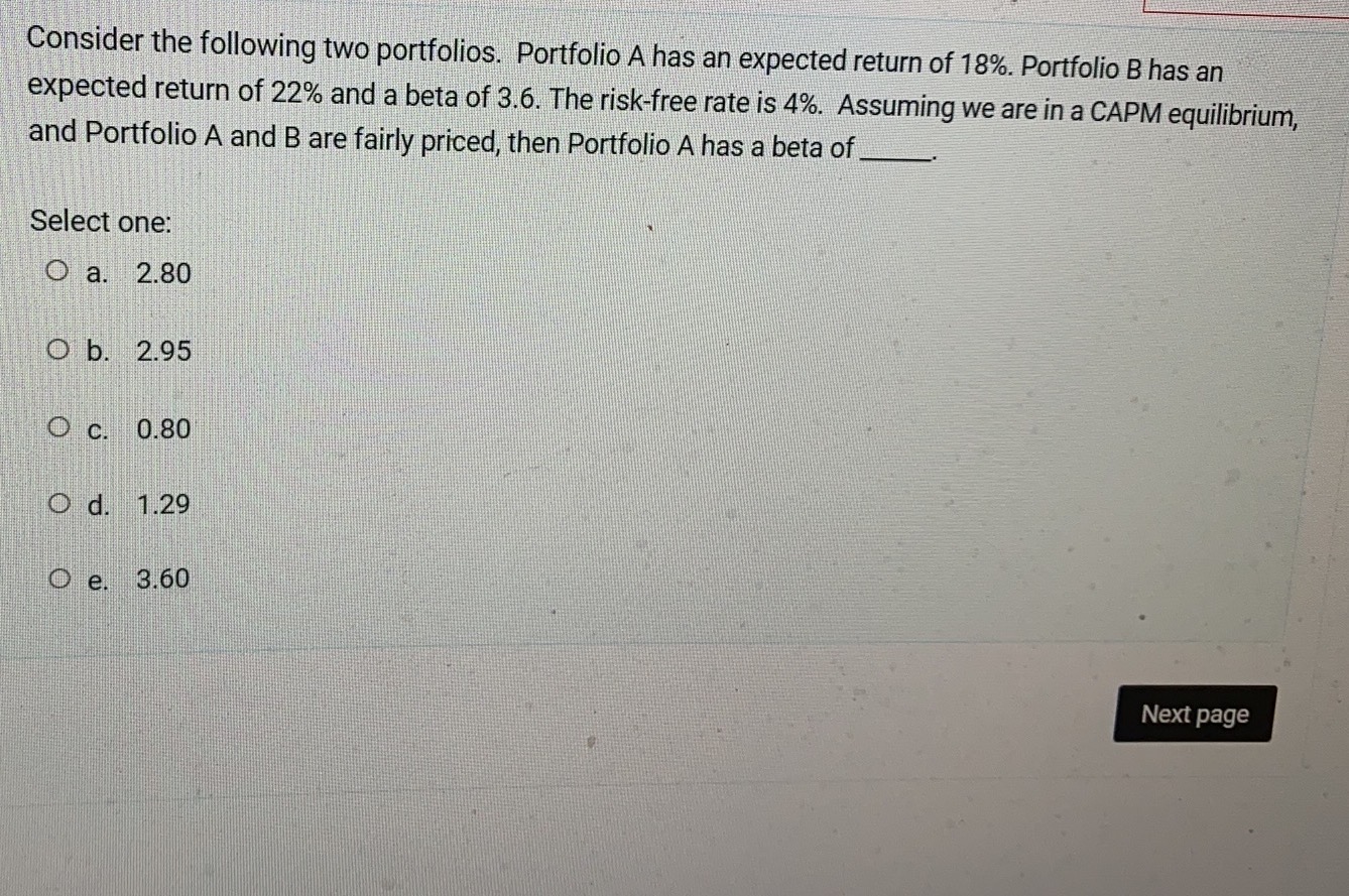 Solved Consider the following two portfolios. Portfolio A | Chegg.com