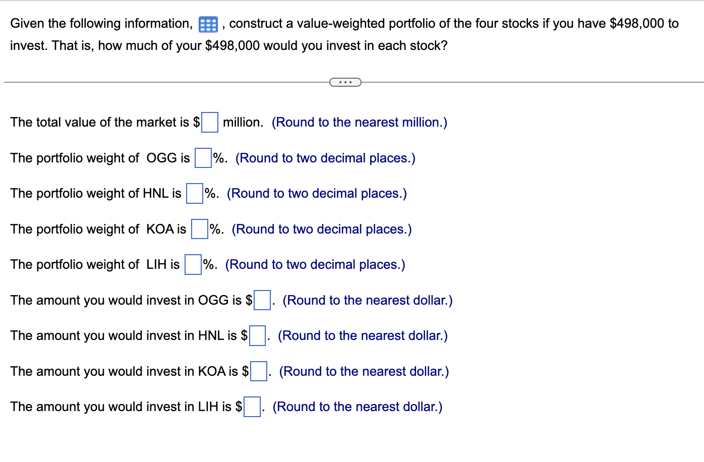 Solved Given the following information, , construct a | Chegg.com