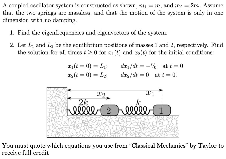 Solved A Coupled Oscillator System Is Constructed As Shown