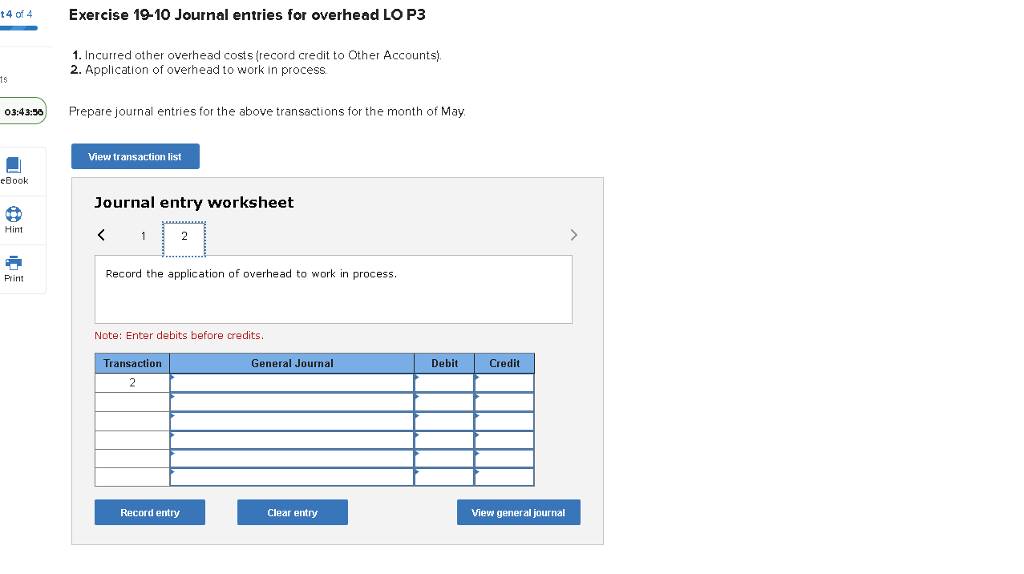Solved Exercise 19-9 Journal entries for labor LO P2 1. | Chegg.com