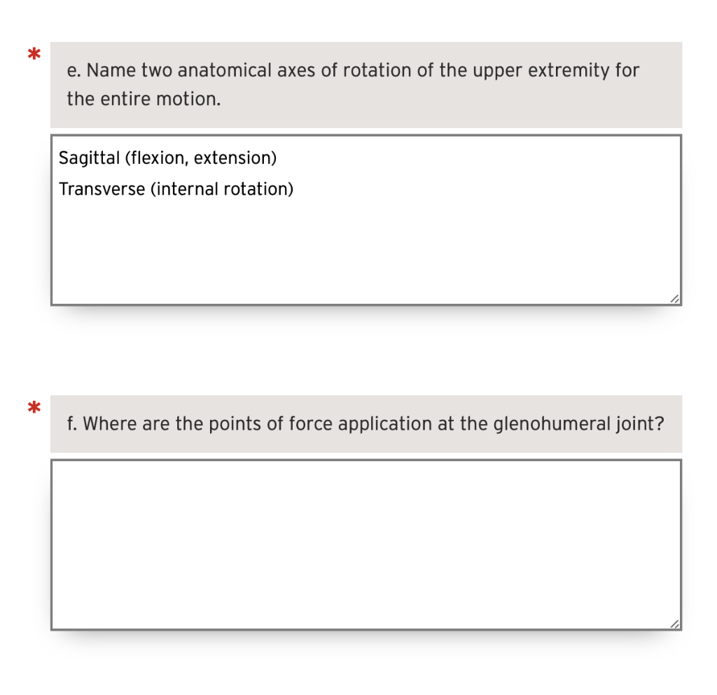 Solved e. Name two anatomical axes of rotation of the upper | Chegg.com