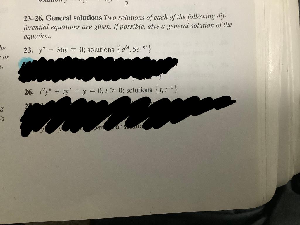 Solved 23-26. General solutions Two solutions of each of the | Chegg.com