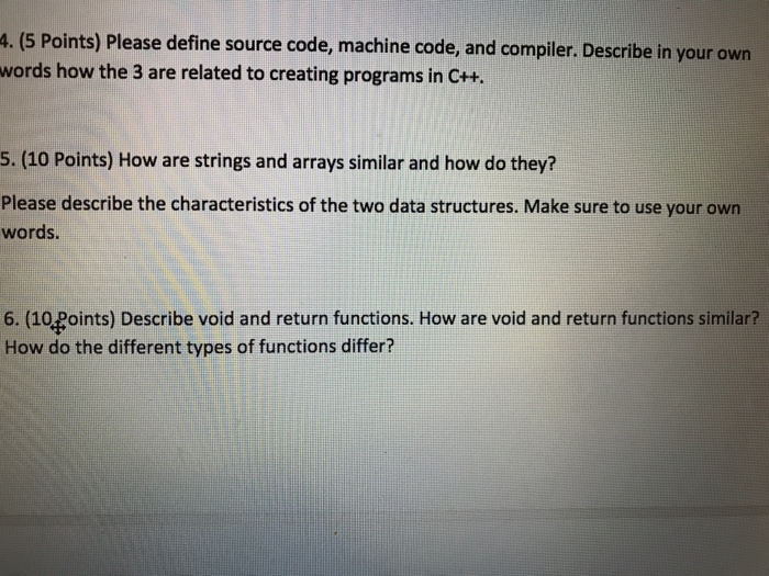 Solved 4. (5 Points) Please define source code, machine | Chegg.com