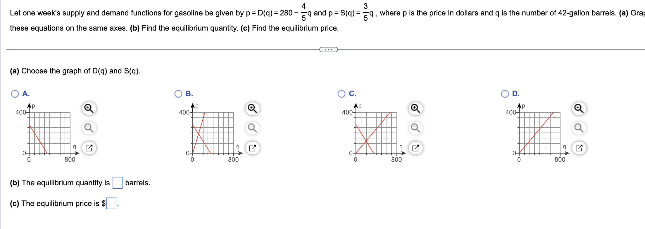Solved Let one week's supply and demand functions for | Chegg.com