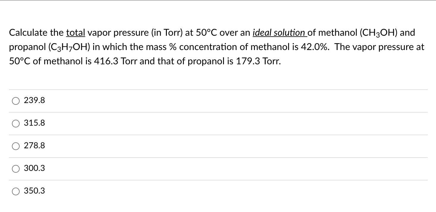 Solved Calculate the total vapor pressure (in Torr) at 50°C | Chegg.com