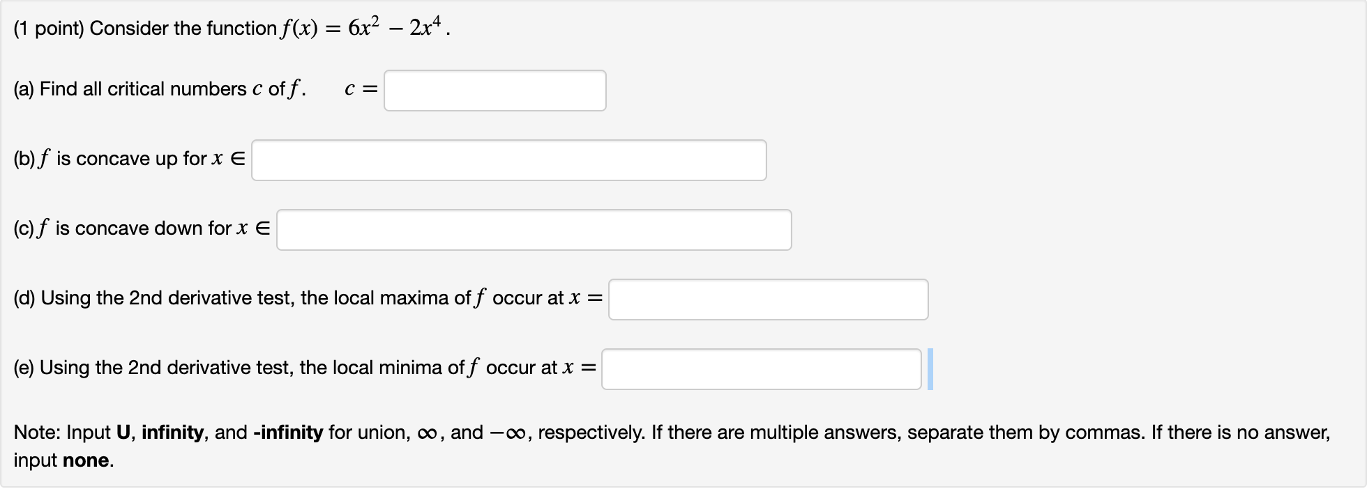 Solved (1 point) Consider the function f(x) = x² e3x. (a) f | Chegg.com