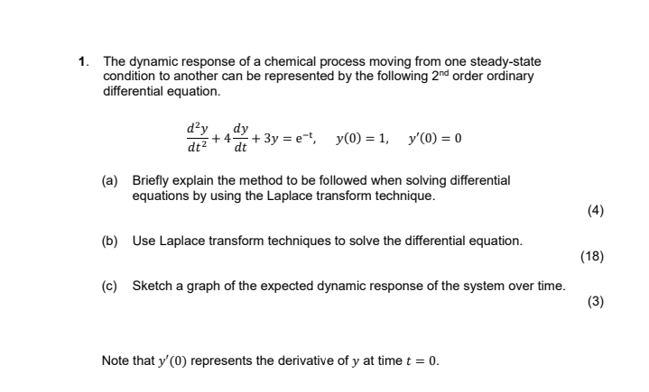 Solved The dynamic response of a chemical process moving | Chegg.com