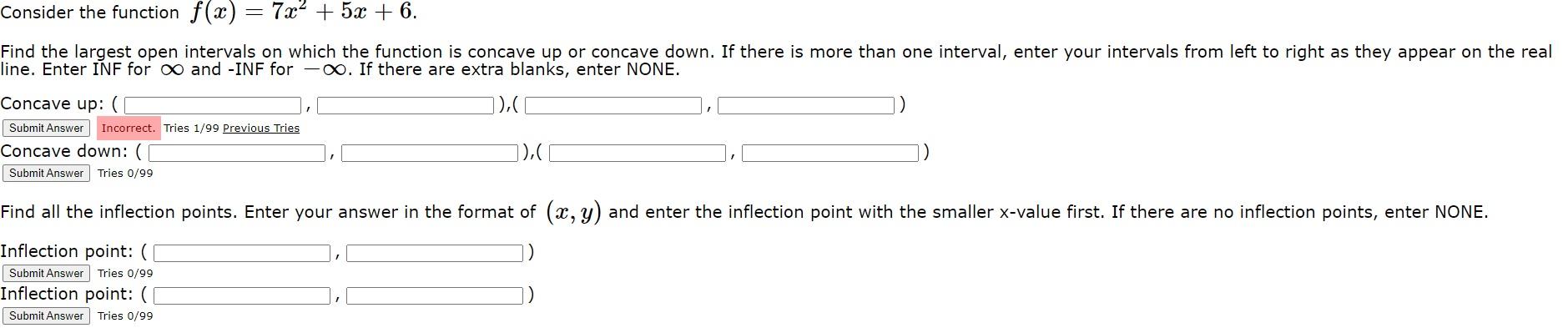 Solved Consider the function f(x)=7x2+5x+6 ind the largest | Chegg.com
