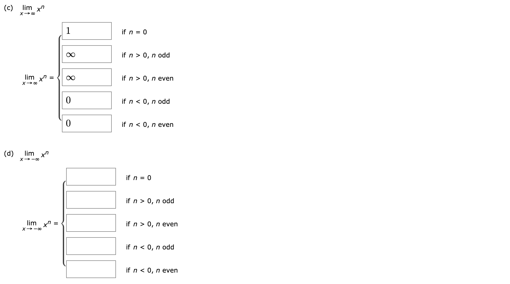 Solved Make a rough sketch of the curve y=xn ( n an integer) | Chegg.com