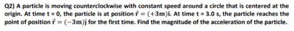 Solved Q2) A particle is moving counterclockwise with | Chegg.com