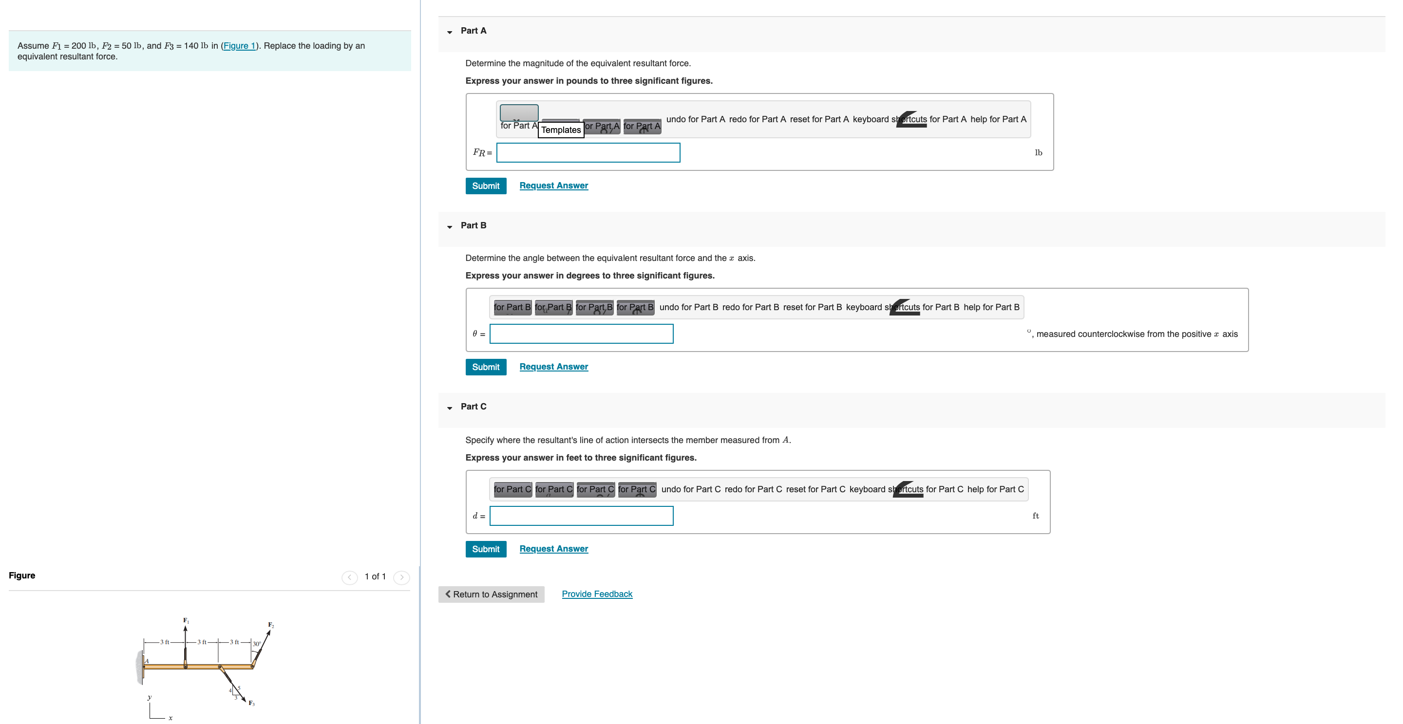 Solved Assume F1=200lb,F2=50lb, and F3=140lb in (Figure 1). | Chegg.com