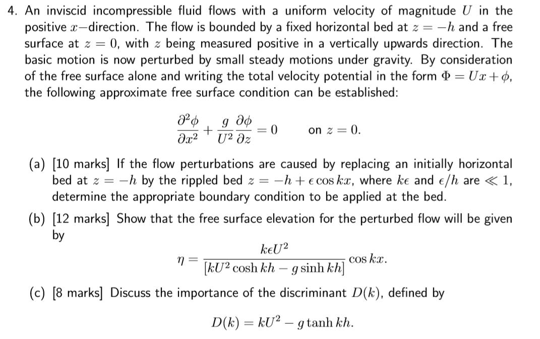 4. An inviscid incompressible fluid flows with a | Chegg.com