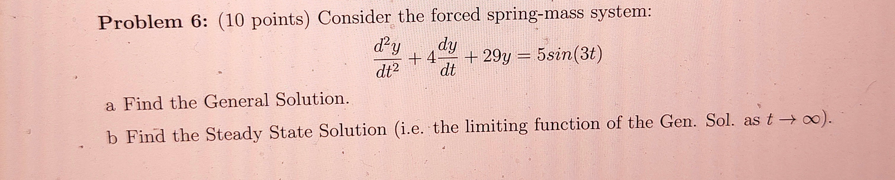 Solved Problem 6: (10 points) Consider the forced | Chegg.com