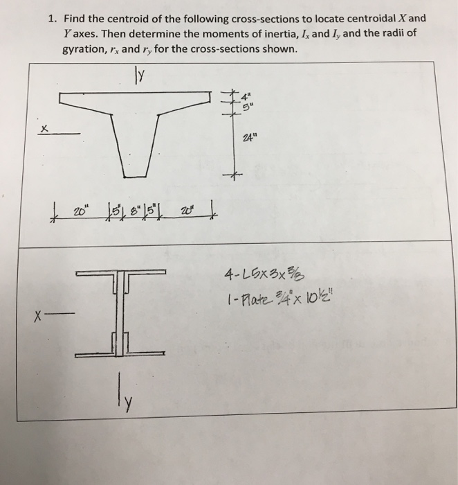 Solved 1. Find the centroid of the following cross-sections | Chegg.com