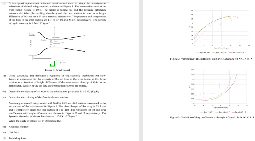 Solved QI A low-speed open-circuit subsonic wind tunnel used | Chegg.com