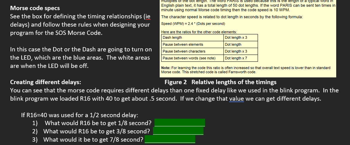 Solved Morse code specs See the box for defining the timing | Chegg.com
