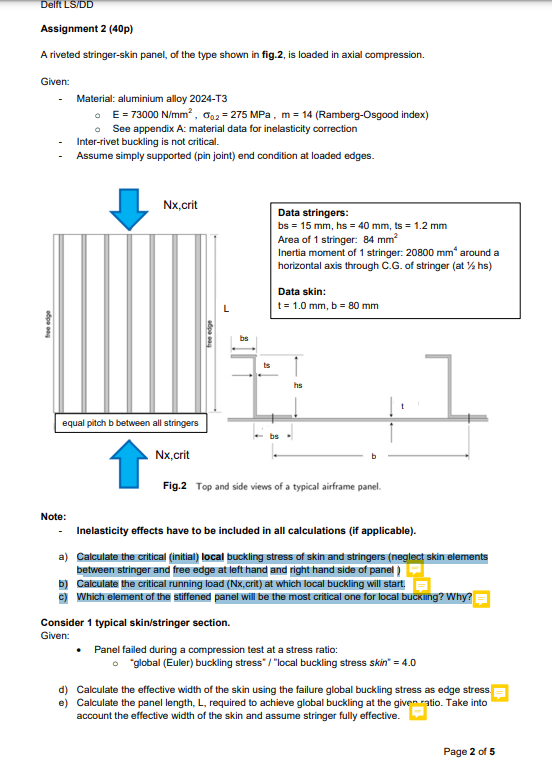 Solved Delft LS/DD Assignment 2 (40p) A riveted | Chegg.com