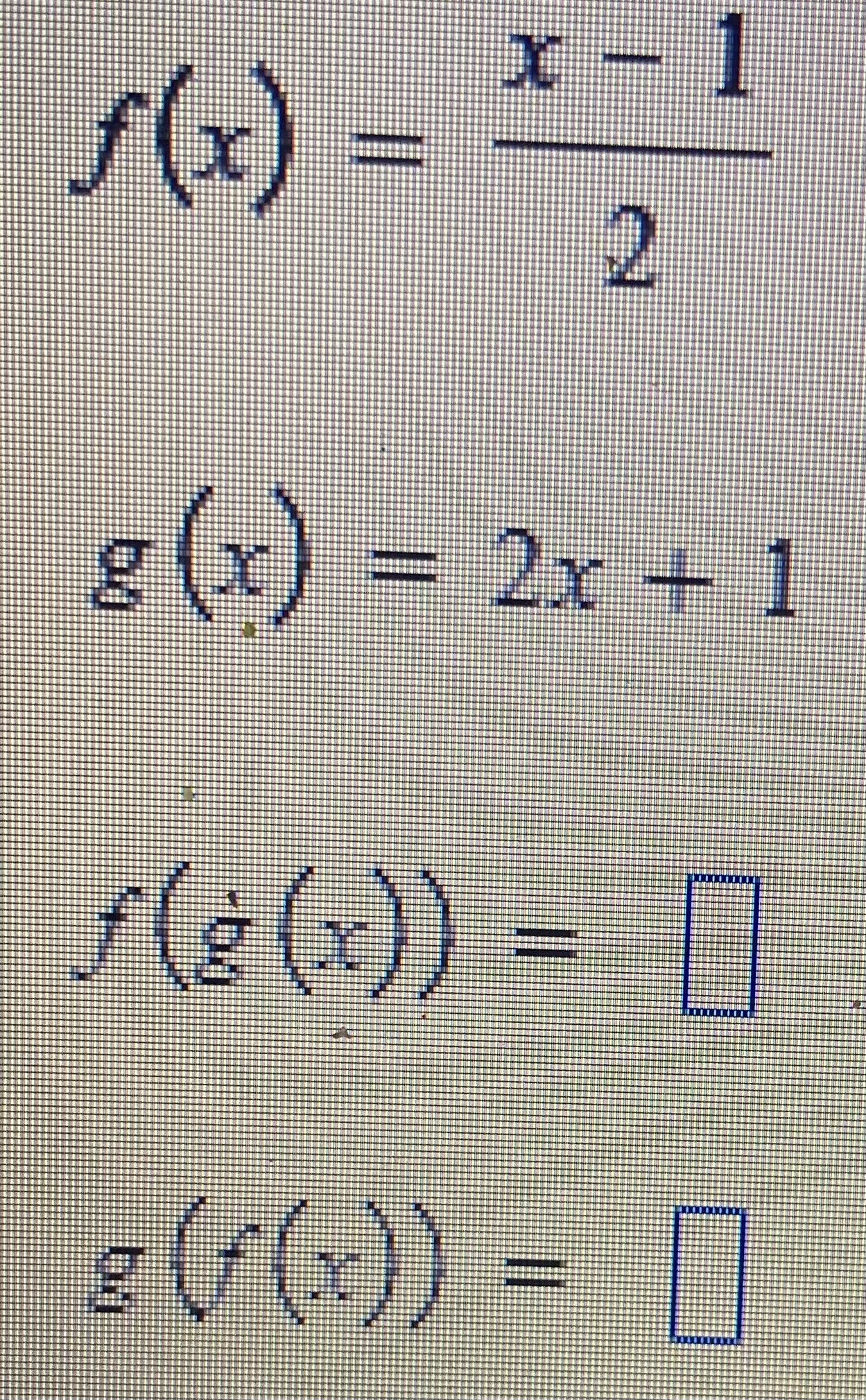Solved f(x)=4x g(x)=4x f(g(x))= | Chegg.com