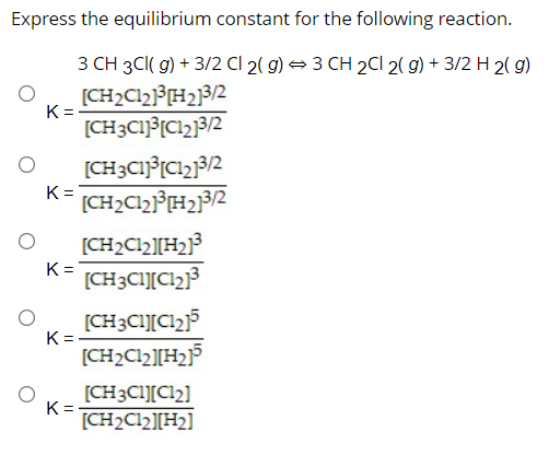 Solved Express the equilibrium constant for the following | Chegg.com