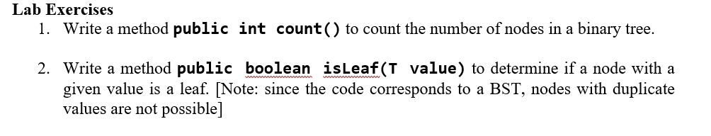 Solved Lab Exercises 1 Write A Method Public Int Count To 